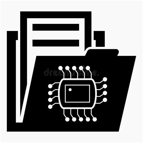 Folder And Chip Icon Illustration Of Technical Documentation Stock