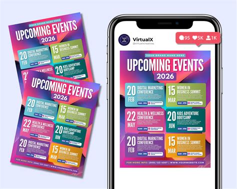 Upcoming Events Schedule Flyer Events Agenda Flyer Newsletter