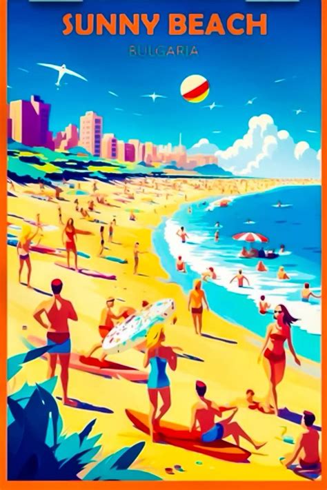 Pinterest Retro Travel Poster Sunny Beach Travel Posters