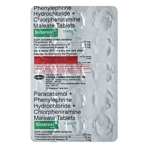Sinarest New Tablet At ₹ 325stripe Pharma Tablets In Nagpur Id