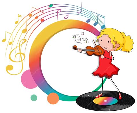 Bande Dessinée De Musicien De Violon Avec Des Symboles De Mélodie De