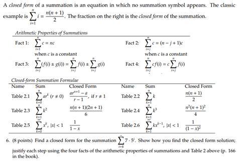 Solved A Closed Form Of A Summation Is An Equation In Which