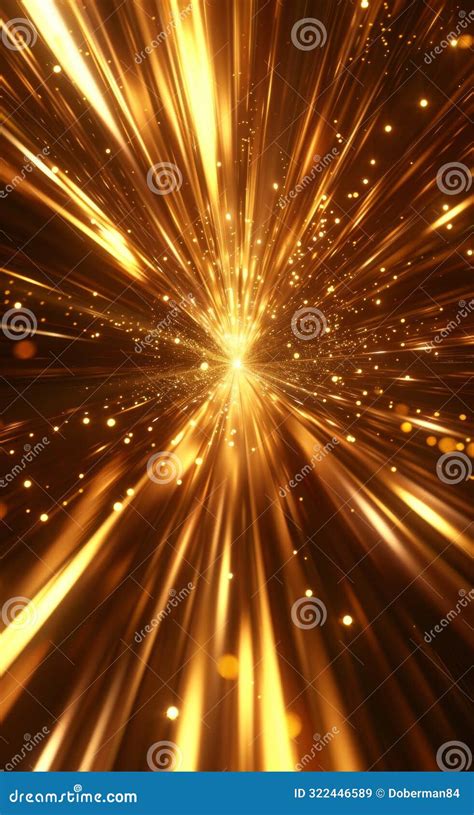 Golden Light Rays And Sparkling Particles Creating A Sense Of Speed And