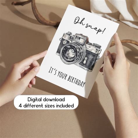 Printable Birthday Card Printable Camera Birthday Card Digital