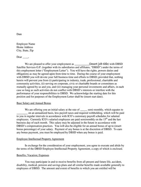 Fillable Online Dbsd Employment Letter Templatedocx Fax Email Print