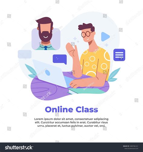 Illustration Taking Online Classes During Pandemic Stock Vector