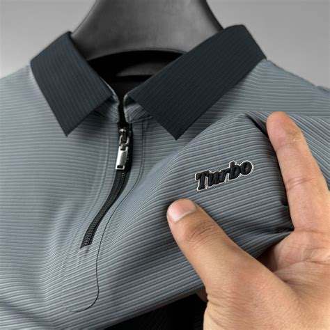 Turbo Fashion Transmission Zip Collar Mens Polo Shirt Turbo Brands
