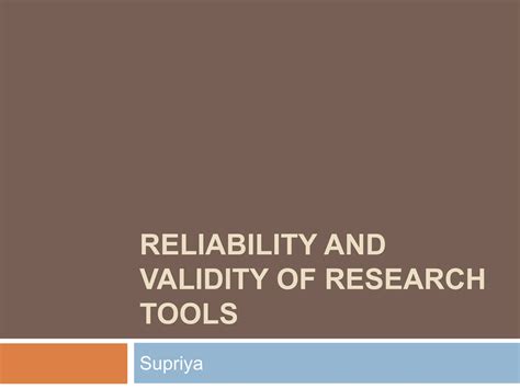 Reliability And Validity Of Research Tools Pptx