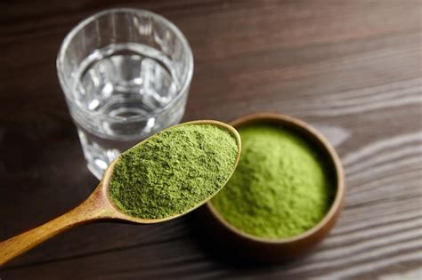 Premium Photo Green Food Supplements Wheat Or Barley Grass Powder For