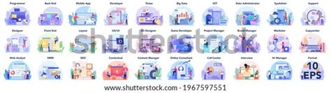 Big Profession Set Programmer Write Software Stok Vektör Telifsiz 1967597551 Shutterstock
