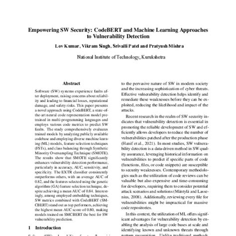 Empowering Sw Security Codebert And Machine Learning Approaches To