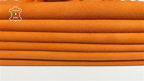 Orange Suede Soft Italian Lambskin Lamb Sheep Leather Pack 3 Hides