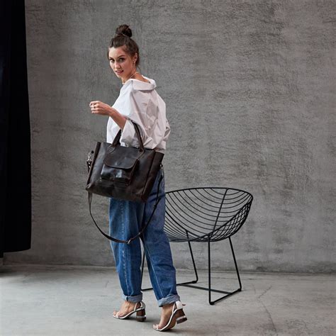 Leather Tote Bag Personalized Leather Messenger Bag Work Bag Large