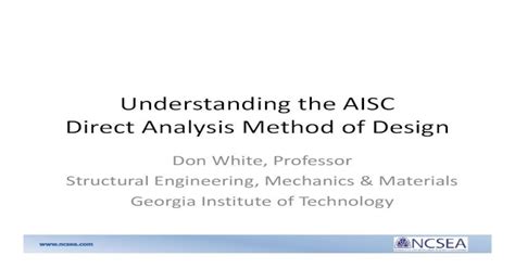 Pdf Understanding The Aisc Direct Analysis Method Of Design · 2019 4