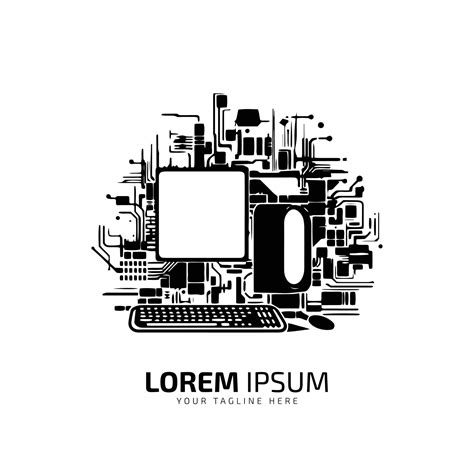 A Logo Of Computer System With Texture Vector Silhouette Icon Design