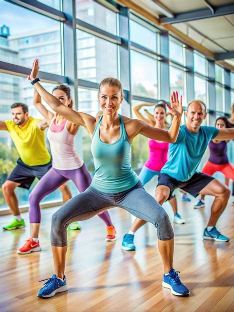 Energetic Group Fitness Classes Premium Ai Generated Image