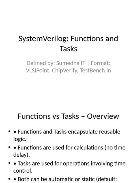 Systemverilog Functions Tasks Pdf