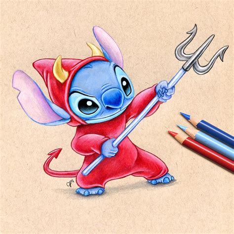 Evil Stitch Pencil Drawing