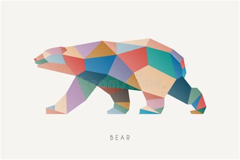 Polygon Bear Low Poly Animal Geometric Logo Icon Stock Vector