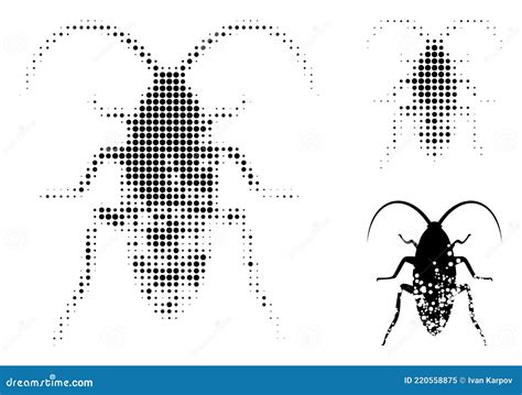 Damaged Cockroach Halftone Dotted Icon Stock Vector Illustration Of