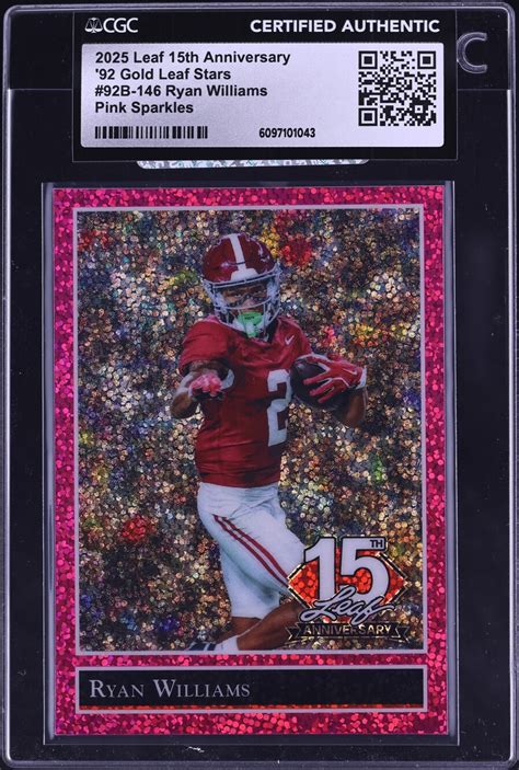 2025 Leaf 15th Anniversary 92 Gold Leaf Stars Pink Sparkles Ryan