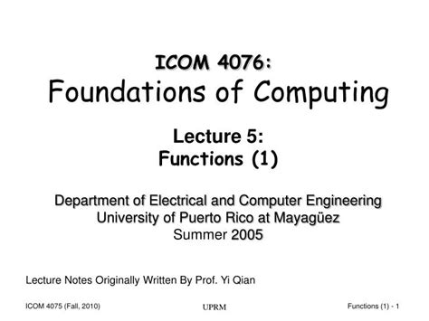 Ppt Lecture 5 Functions 1 Powerpoint Presentation Free Download