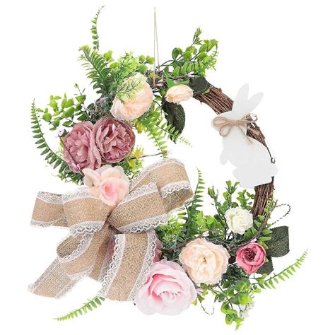 Pavasara Zaķa Vainags Lieldienu Mākslīgo Ziedu Vainags Priekšdurvju