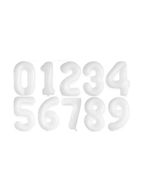 2 Unidades Balão Metalizado Número Branco 16 Polegadas 40cm Números