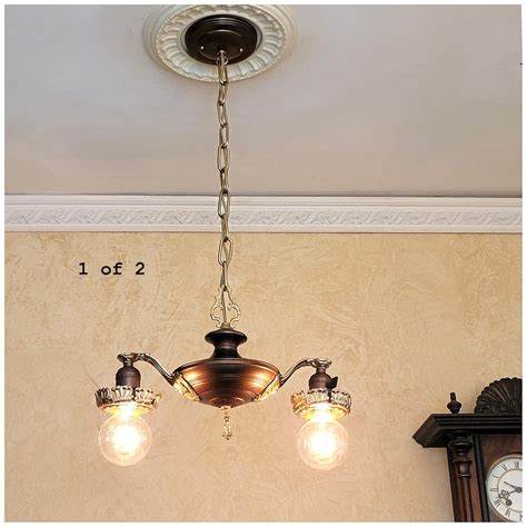 579c Antique 1910s 20s Victorian Ceiling Light Lamp Fixture