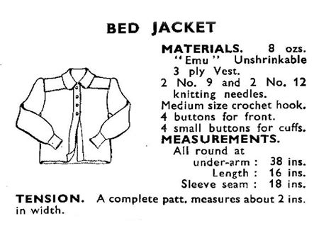 Vintage Bed Jacket Knitting Pattern Pdf Download Etsy
