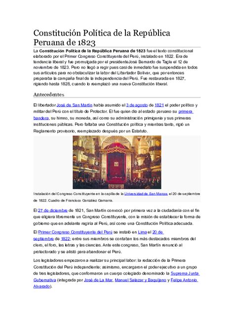 Constitución Política De La República Peruana De 1823