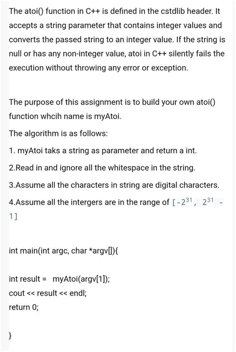 Solved The Atoi Function In C Is Defined In The Cstdlib