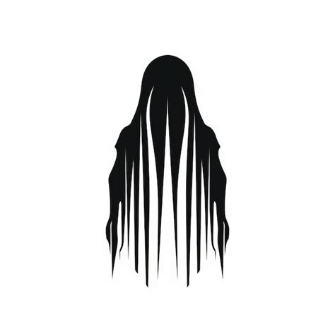 Minimalistic Wraith Icon Black Silhouette Of A Ghost With Long Hair
