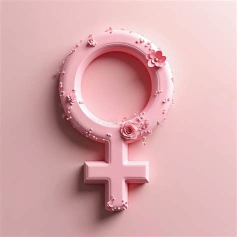 Elegant 3d Pink Female Gender Symbol Decorated By Flowers Venus
