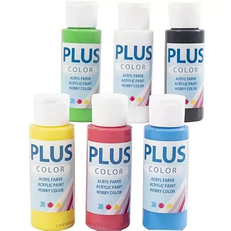 Plus Color Hobbymaling Basis Farver 6 Pak Hurtig Levering