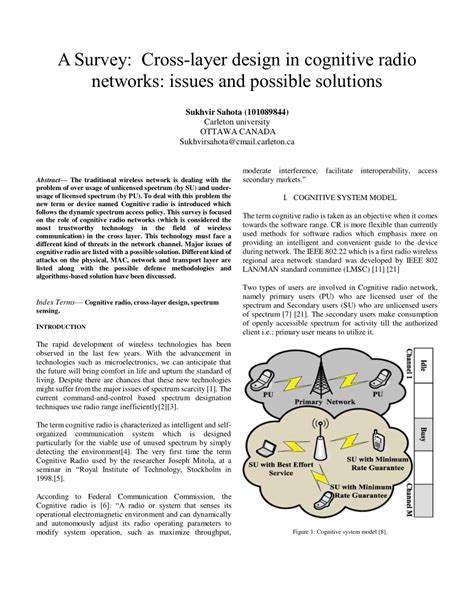 Pdf A Survey Cross Layer Design In Cognitive Radio Networks Issues