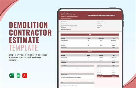 Printable Demolition Estimate Template