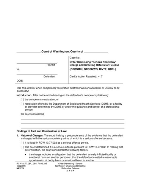 Form Mp270 Download Printable Pdf Or Fill Online Order Dismissing