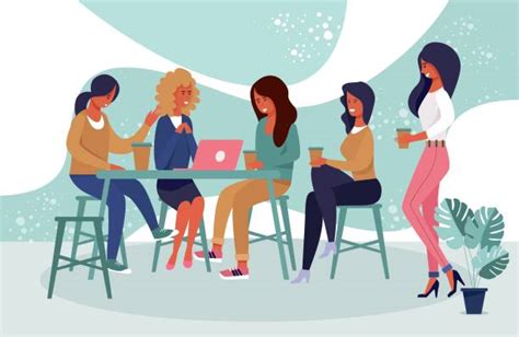 Women Having Coffee In Cafe Illustrations Royalty Free Vector Graphics