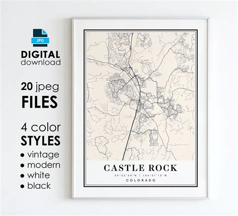 Castle Rock Co Map Printable Digital Art Castle Rock Colorado City