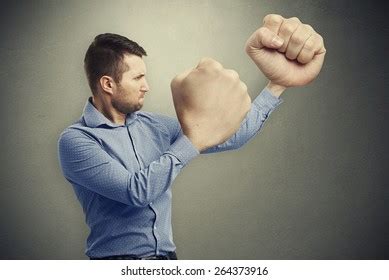 Funny Picture Serious Man Big Fists库存照片264373916 Shutterstock