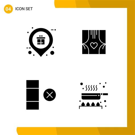 4 Icon Set Solid Style Icon Pack Glyph Symbols Isolated On White