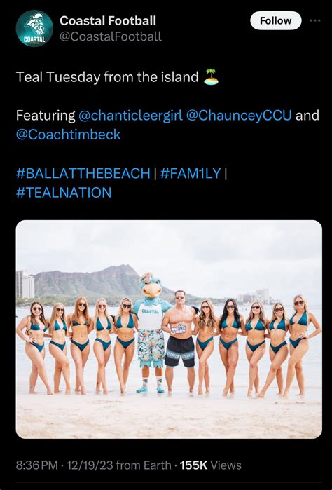 Coastal Carolina Deletes Photo Of Coach With Bikini Clad Dance Team