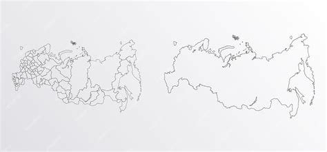 Черный контур векторной карты России с регионами на белом фоне ...