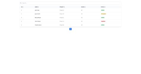 Data Table Free React Tailwind Component