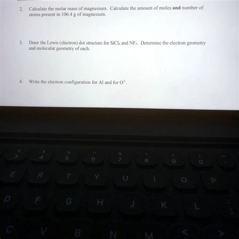 Solved Calculate The Molar Mass Of Magnesium Calculate The Amount Of Moles And Number Of Atoms