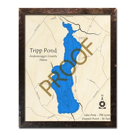 Tripp Pond Me 3d Wood Topo Map