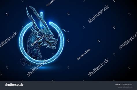 Abstract Blue Power Button Chinese Dragon Stock Vector Royalty Free