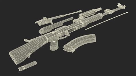 Ak 47 Disassembled 3d Model Turbosquid 2389317