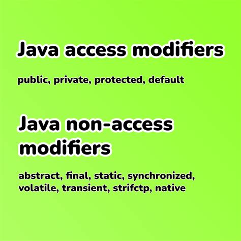 Java Non Access Modifiers Were Familiar With Access Modifiers By